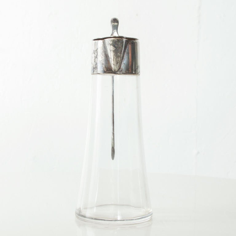Modern Vintage Silver Glass Small Pitcher Server For Sale at 1stDibs