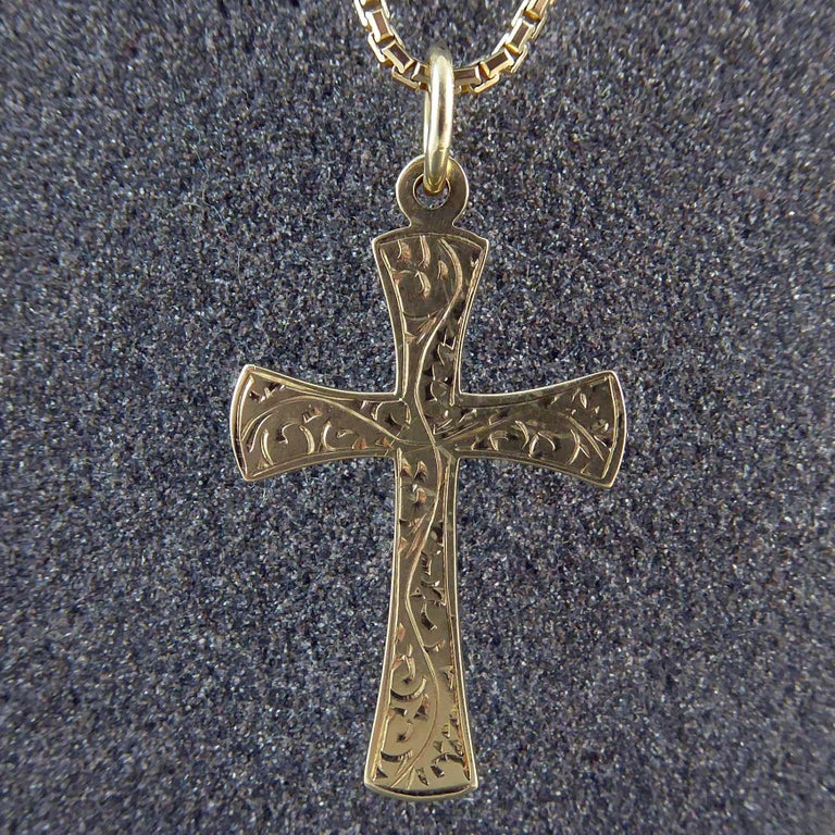 Modern Vintage Yellow Gold Cross, Hallmarked, London, 1997 at 1stDibs ...
