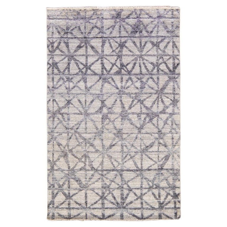 Modern Vivien Handmade Light Gray Geometric Abstract Light Gray Wool ...