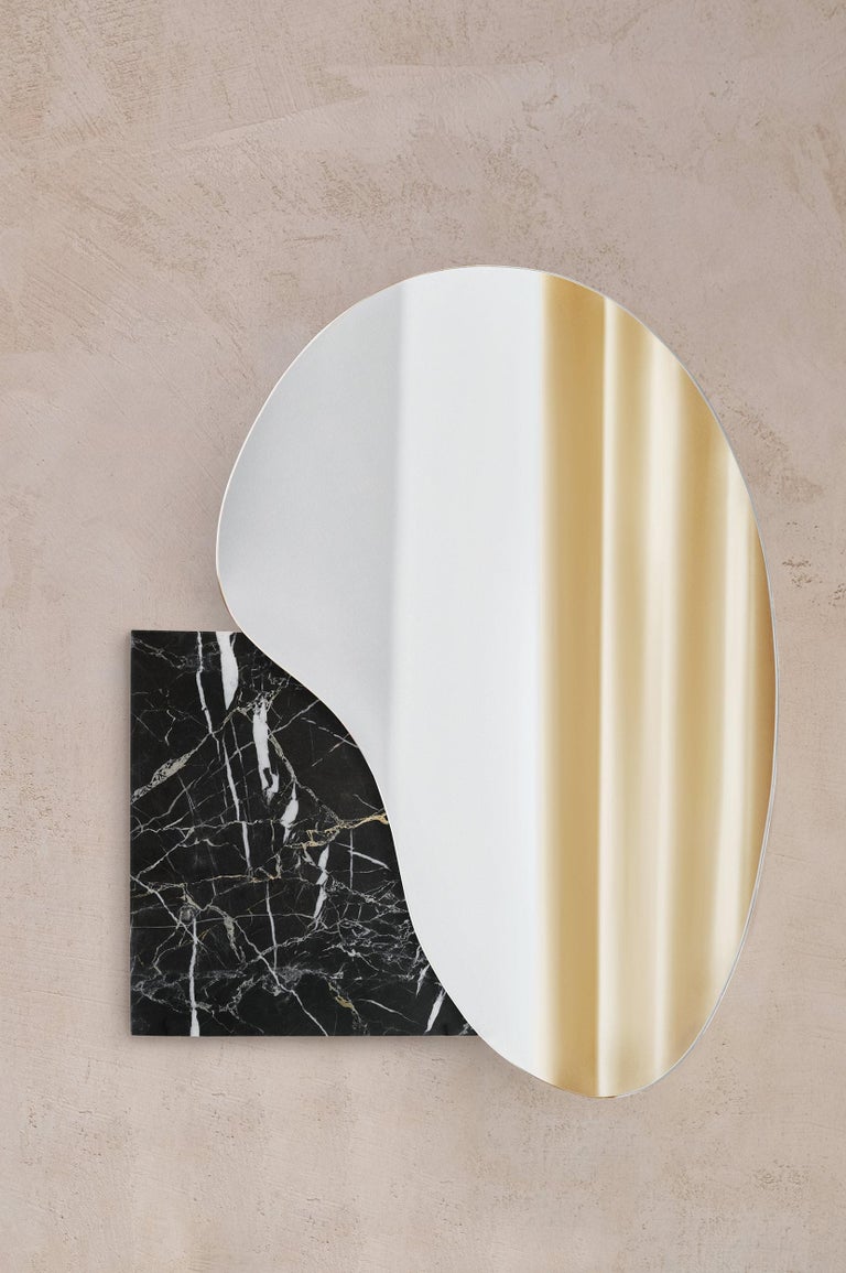 Modern Wall Mirror 'Lake 1' by Noom, Green Veneered Wood For Sale at ...