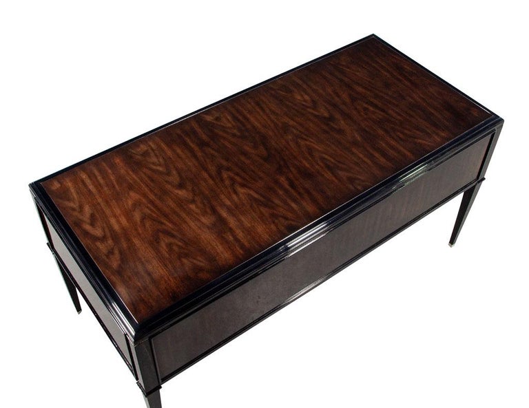 Modern Walnut and Black High Gloss Writing Desk For Sale at 1stDibs