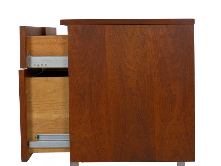 Modern Walnut and Steel Office Credenza Filing Cabinet, Robert John ...