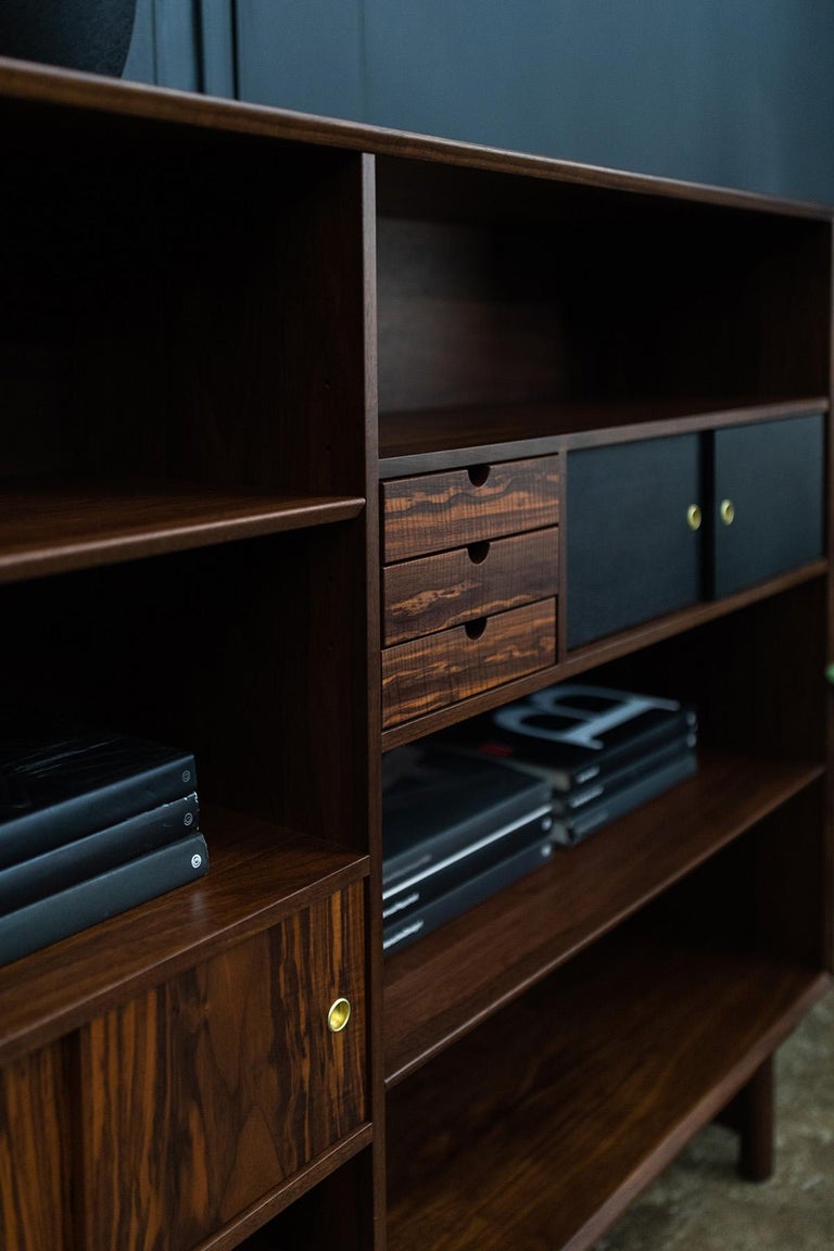 Modern Walnut Bookcase by Lawrence Peabody For Sale at 1stDibs