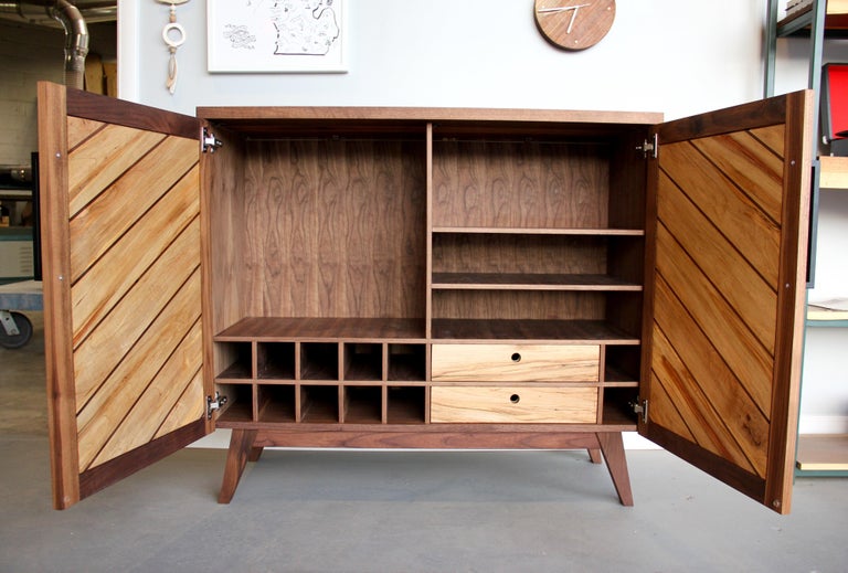 Modern Walnut Cabinet - MCM Drinks Cupboard - Coffee Bar - Wine Bar For ...