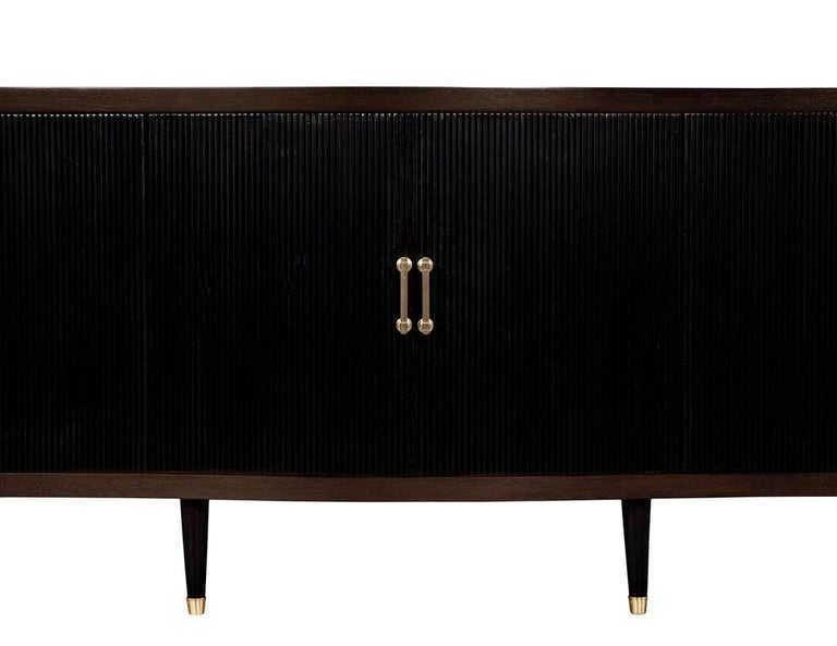 Modern Walnut Fluted Tambour Style Door Sideboard Buffet Credenza For ...