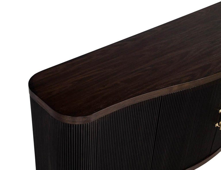 Modern Walnut Fluted Tambour Style Door Sideboard Buffet Credenza For ...