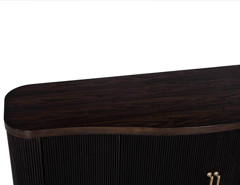 Modern Walnut Fluted Tambour Style Door Sideboard Buffet Credenza For ...
