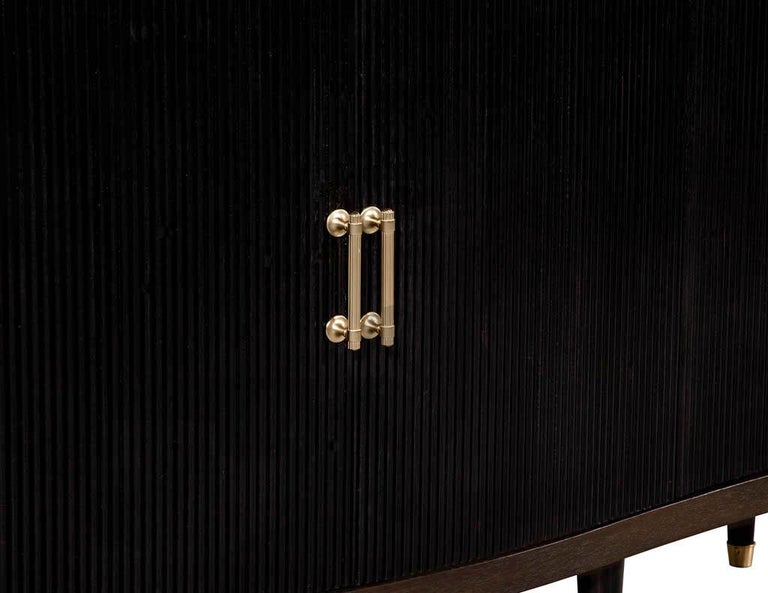 Modern Walnut Fluted Tambour Style Door Sideboard Buffet Credenza For ...