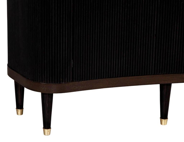 Modern Walnut Fluted Tambour Style Door Sideboard Buffet Credenza For ...