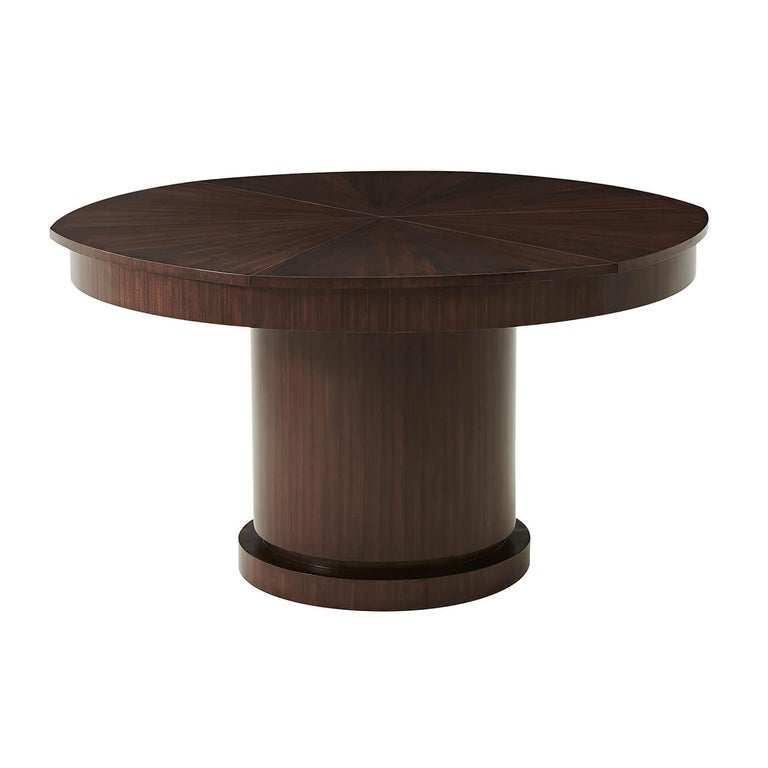 Modern Walnut Round Extension Dining Table For Sale at 1stDibs