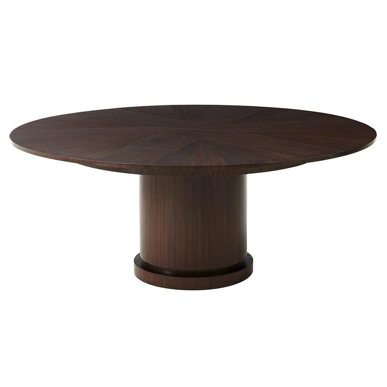 Modern Walnut Round Extension Dining Table For Sale at 1stDibs