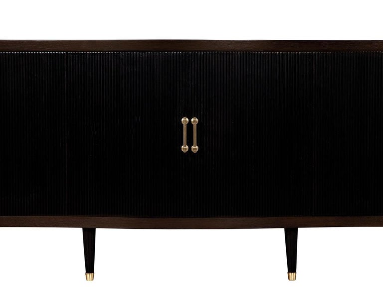 Modern Walnut Sideboard Buffet Fluted Tambour Style Doors at 1stDibs