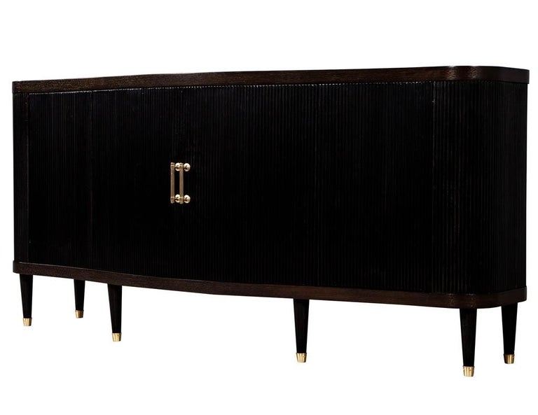 Modern Walnut Sideboard Buffet Fluted Tambour Style Doors at 1stDibs