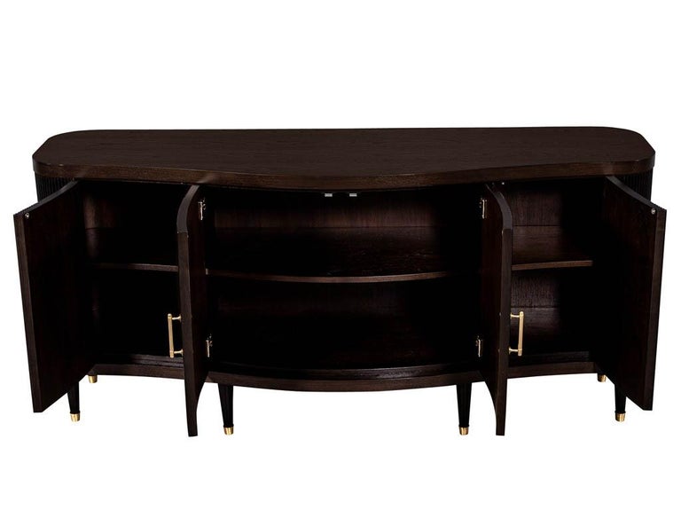 Modern Walnut Sideboard Buffet Fluted Tambour Style Doors at 1stDibs
