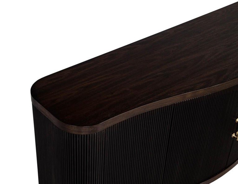 Modern Walnut Sideboard Buffet Fluted Tambour Style Doors at 1stDibs