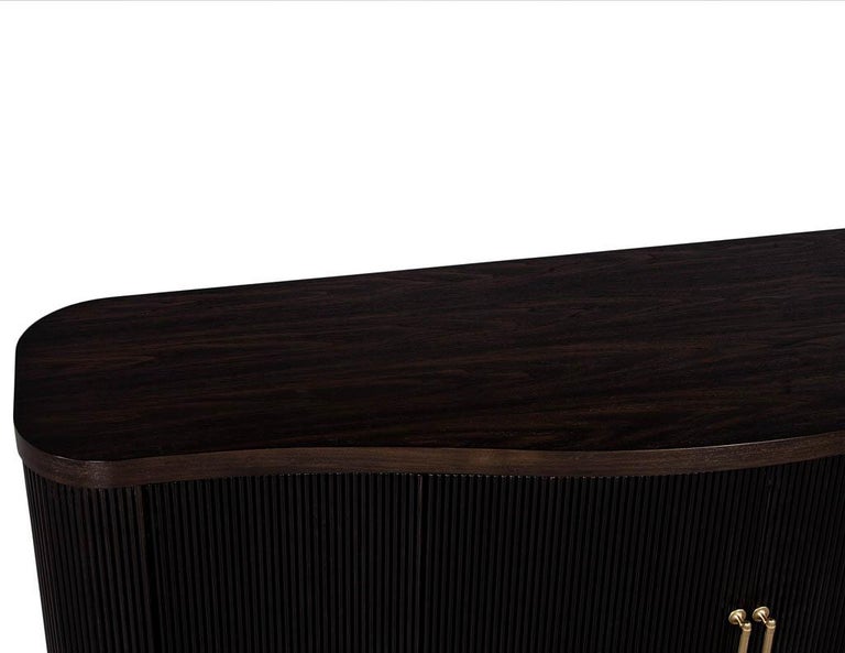 Modern Walnut Sideboard Buffet Fluted Tambour Style Doors at 1stDibs