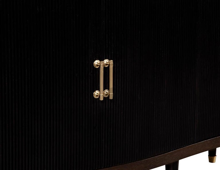 Modern Walnut Sideboard Buffet Fluted Tambour Style Doors at 1stDibs