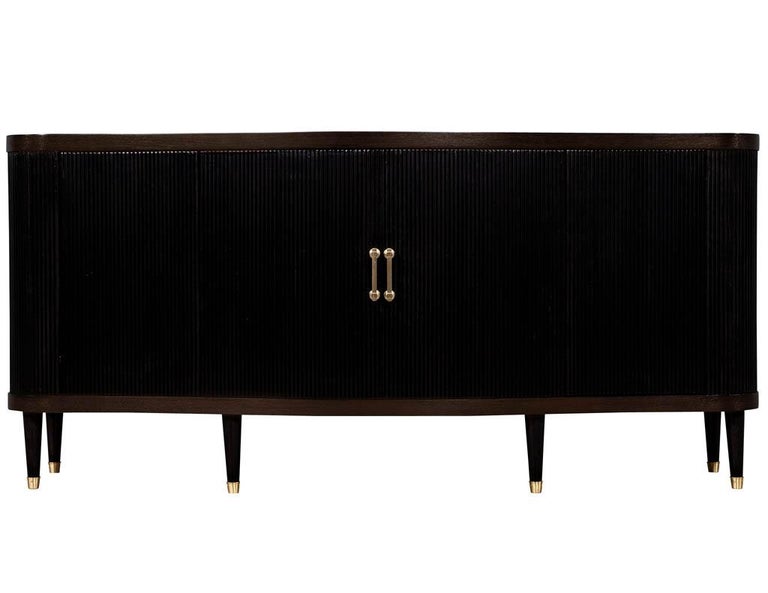 Modern Walnut Sideboard Buffet Fluted Tambour Style Doors at 1stDibs