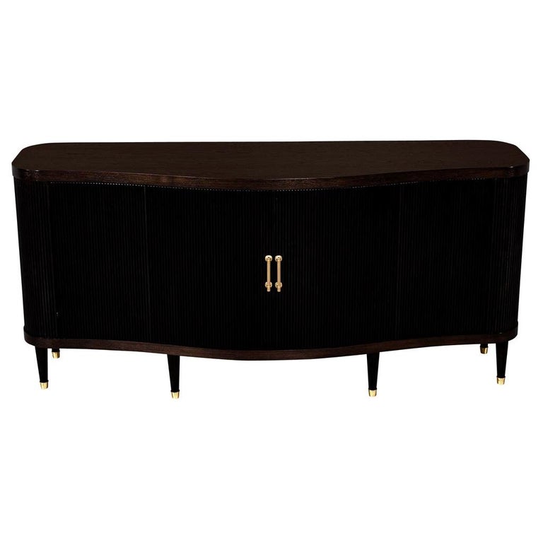 Modern Walnut Sideboard Buffet Fluted Tambour Style Doors at 1stDibs