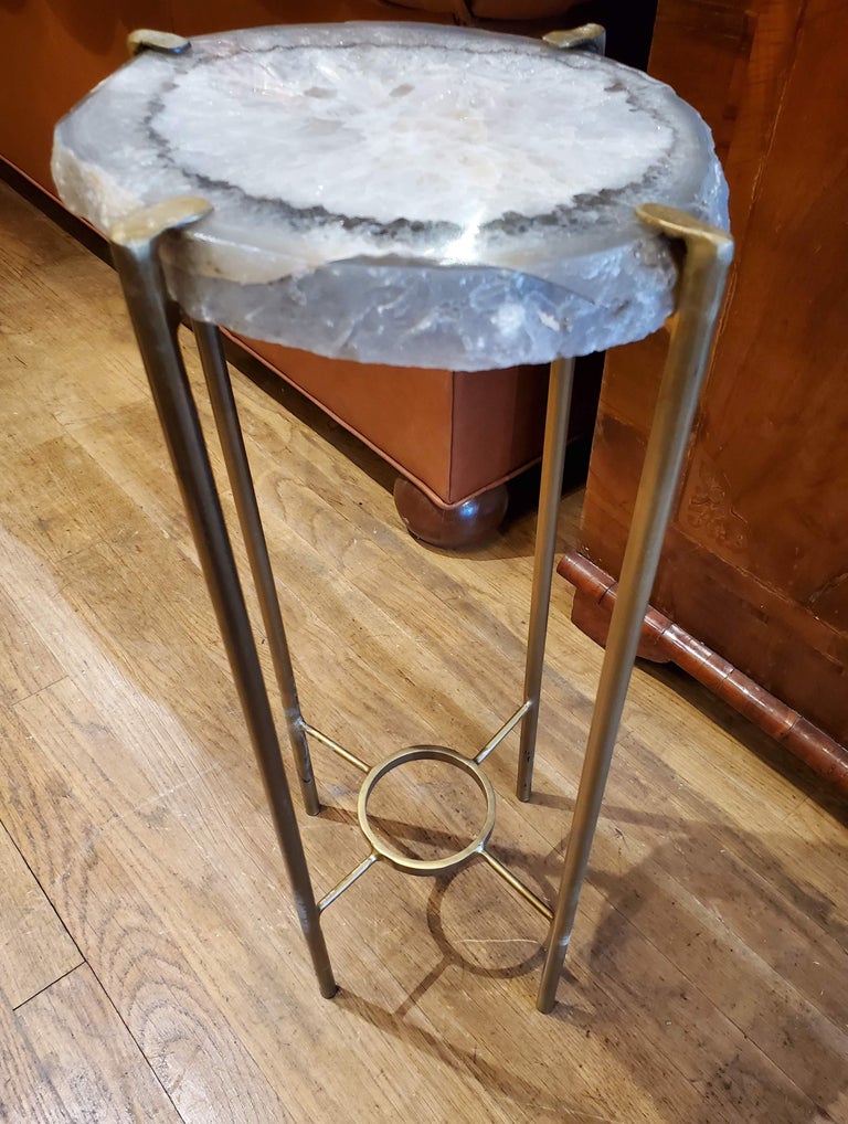 Modern White and Gray Agate Geode Side Table at 1stDibs