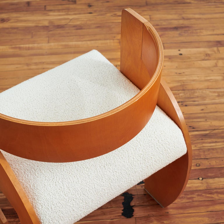 Modern White Bouclé Bent Plywood Gerald Summers Dining Chairs Set of ...