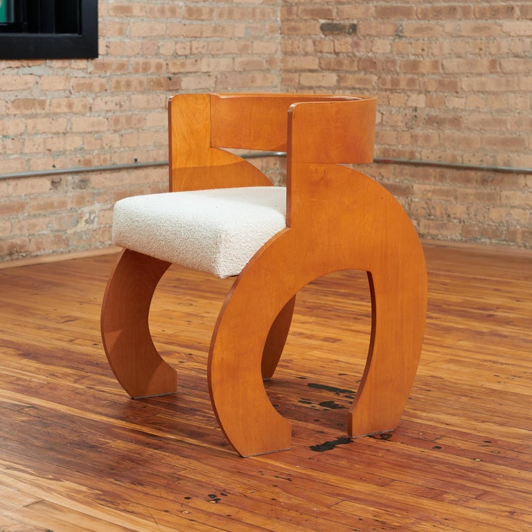 Modern White Bouclé Bent Plywood Gerald Summers Dining Chairs Set of ...