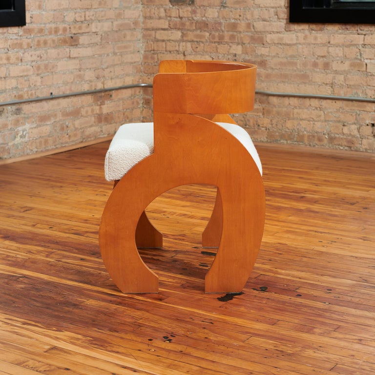 Modern White Bouclé Bent Plywood Gerald Summers Dining Chairs Set of ...