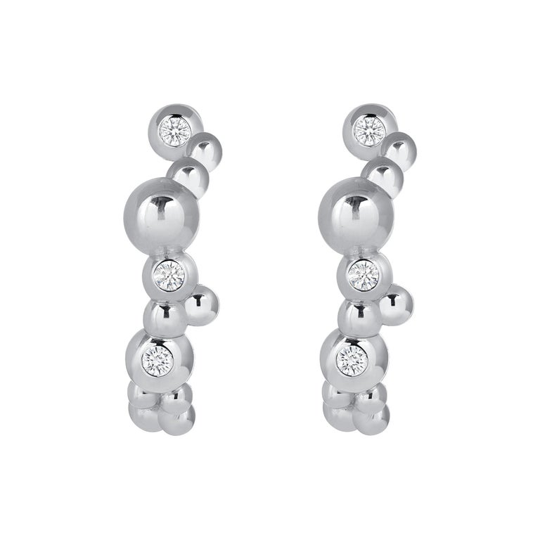 Modern White Gold Diamond Hoops For Sale at 1stDibs
