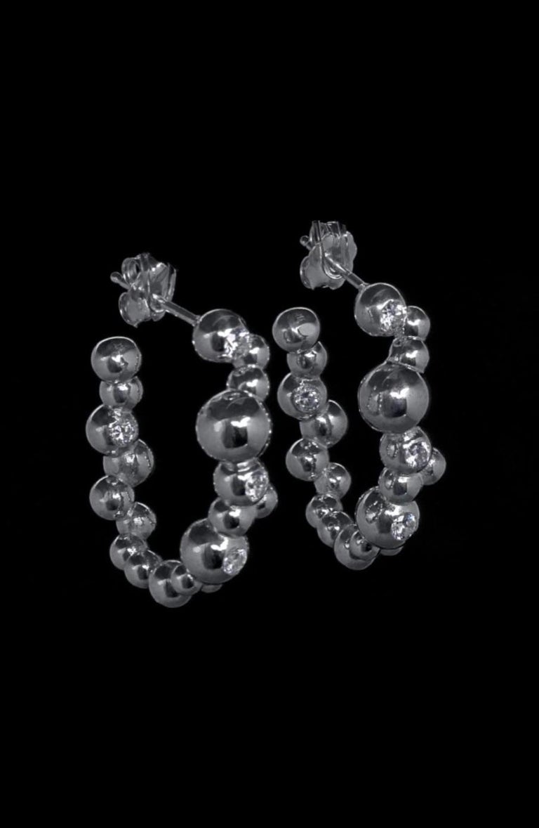 Modern White Gold Diamond Hoops For Sale at 1stDibs