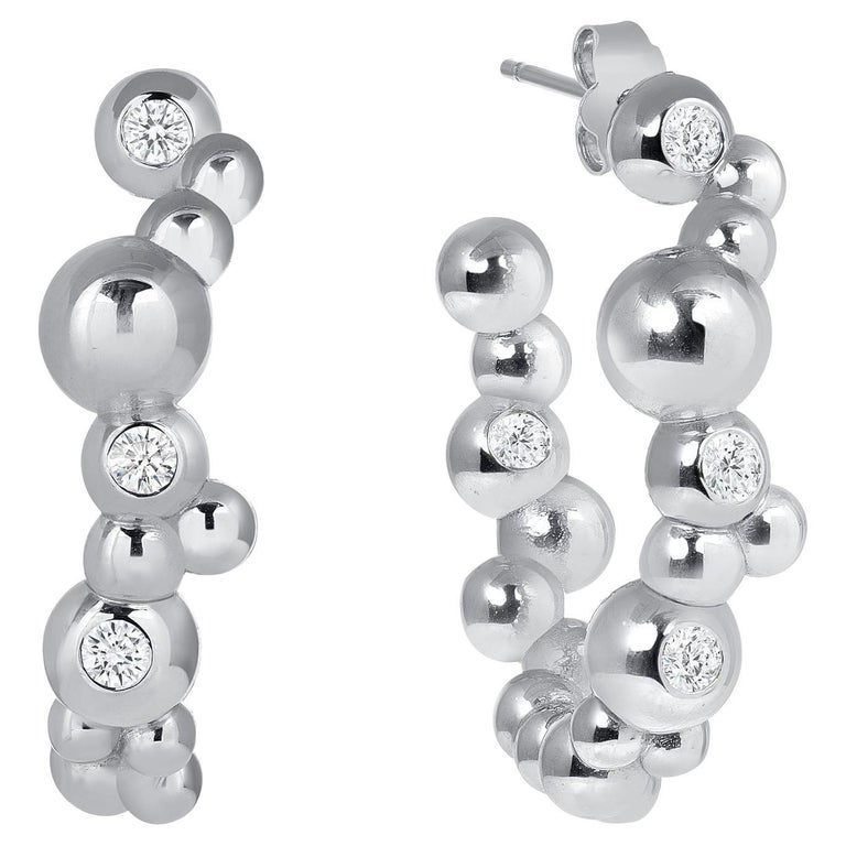 Modern White Gold Diamond Hoops For Sale at 1stDibs