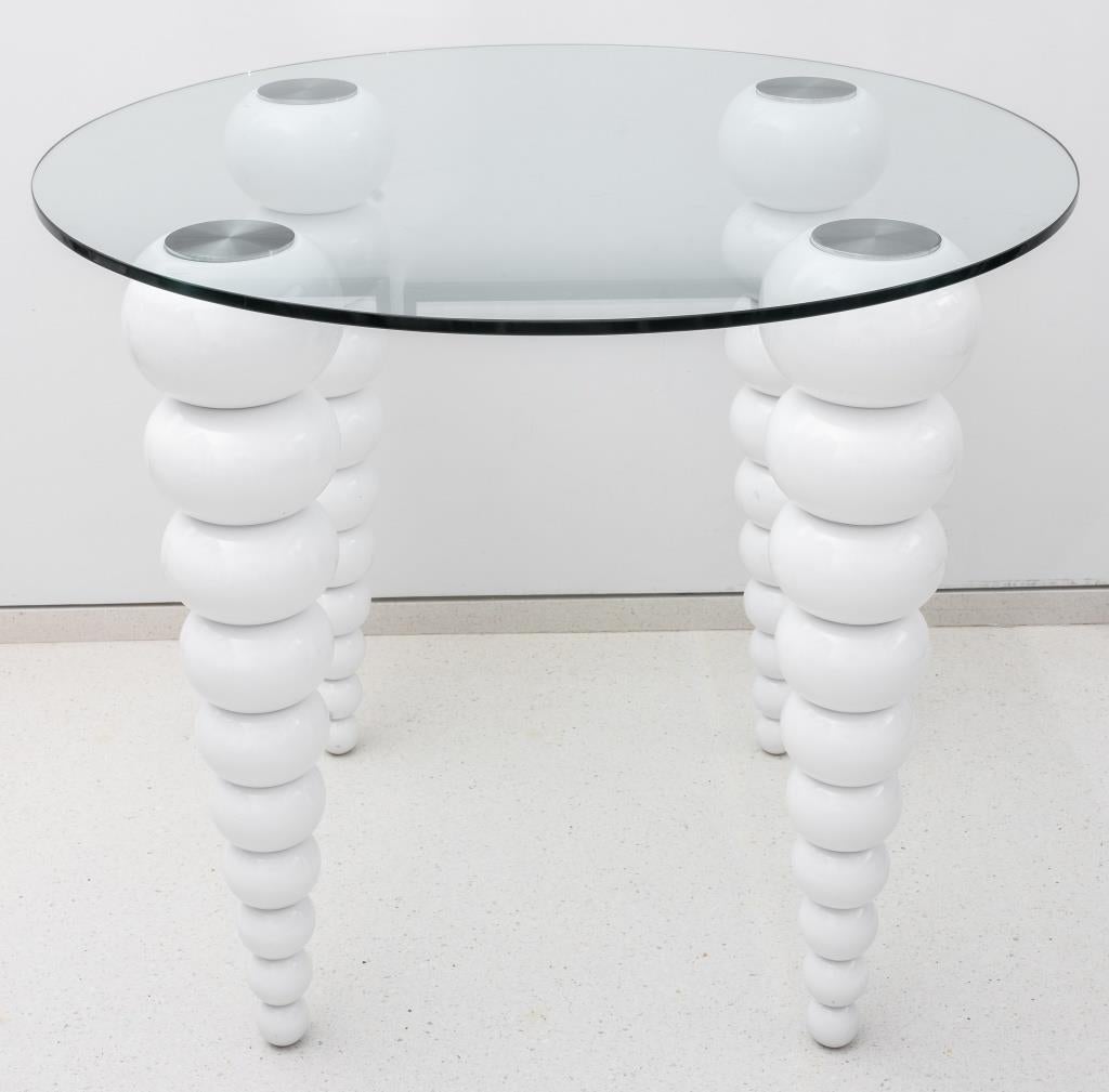 Modern White Lacquer Stacked Sphere Table For Sale at 1stDibs