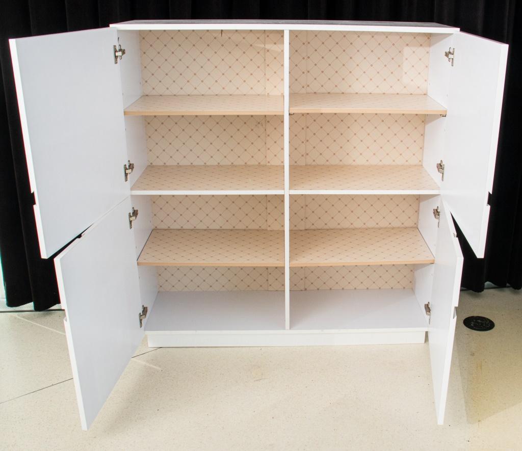 Modern White Lacquered 4 Door Cabinet at 1stDibs