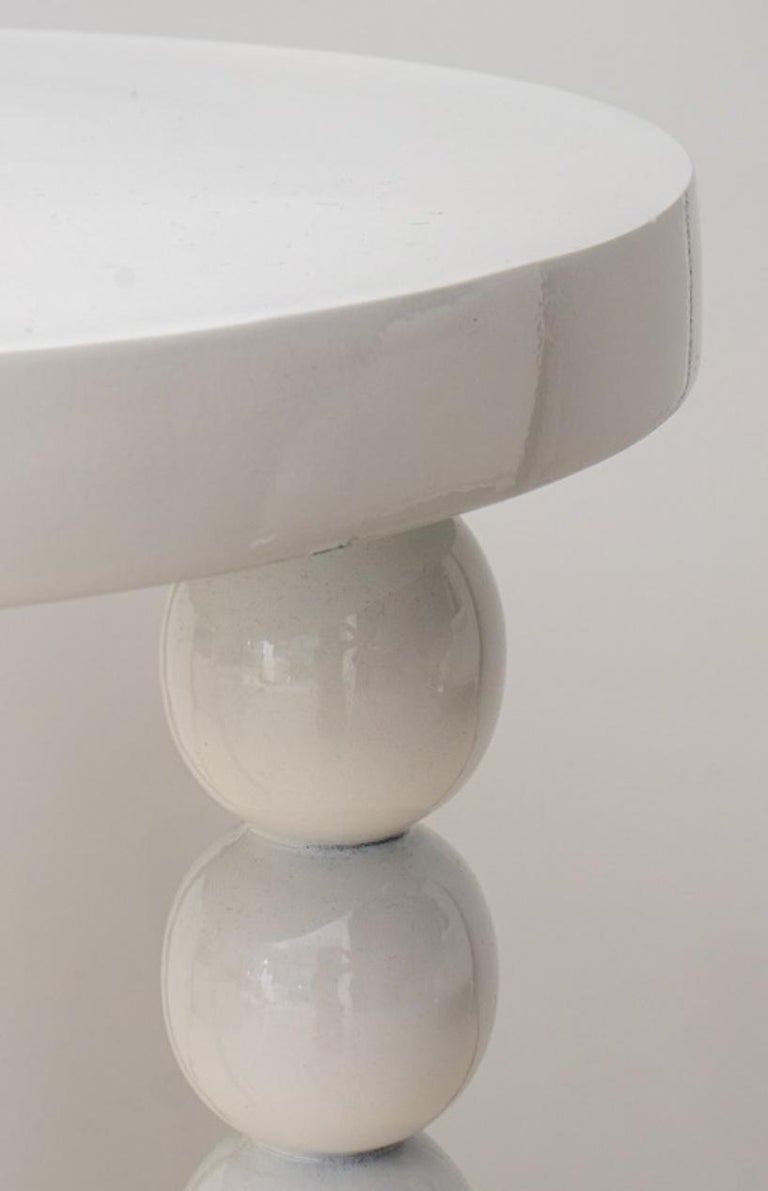 Modern White Lacquered Metal Spindle Table For Sale at 1stDibs