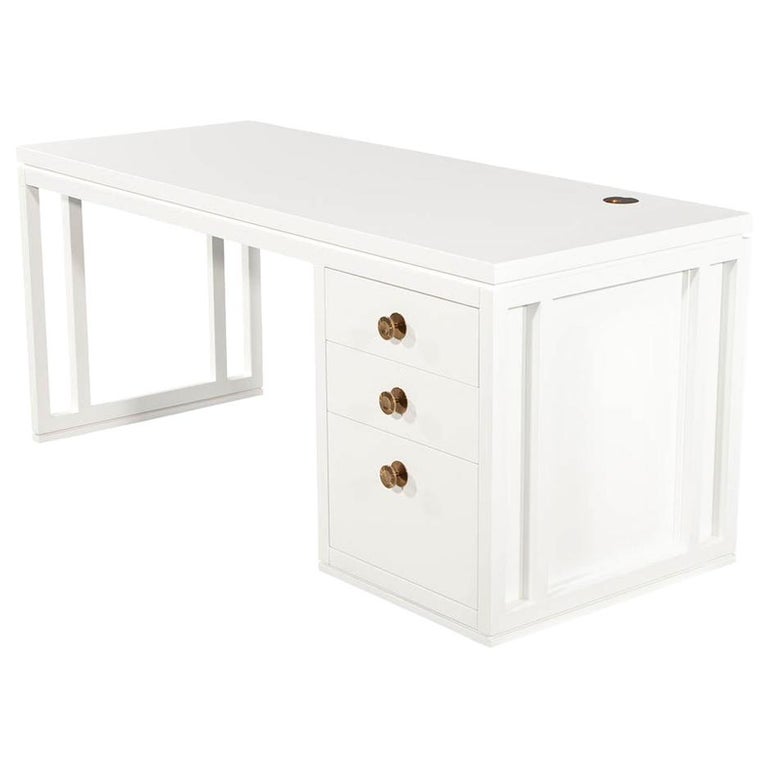 Modern White Lacquered Office Desk at 1stDibs