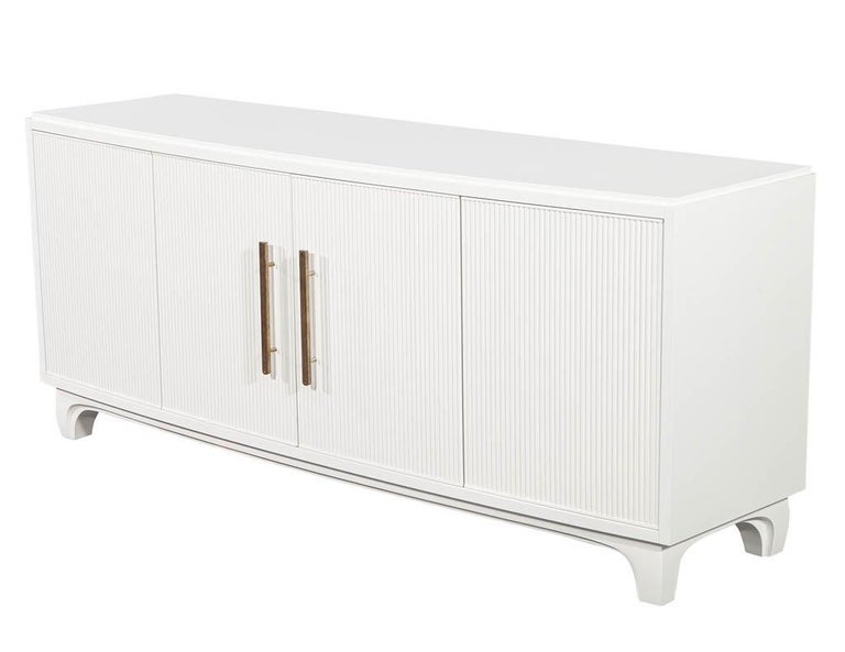Modern White Lacquered Sideboard Cabinet with Reeded Doors For Sale at ...