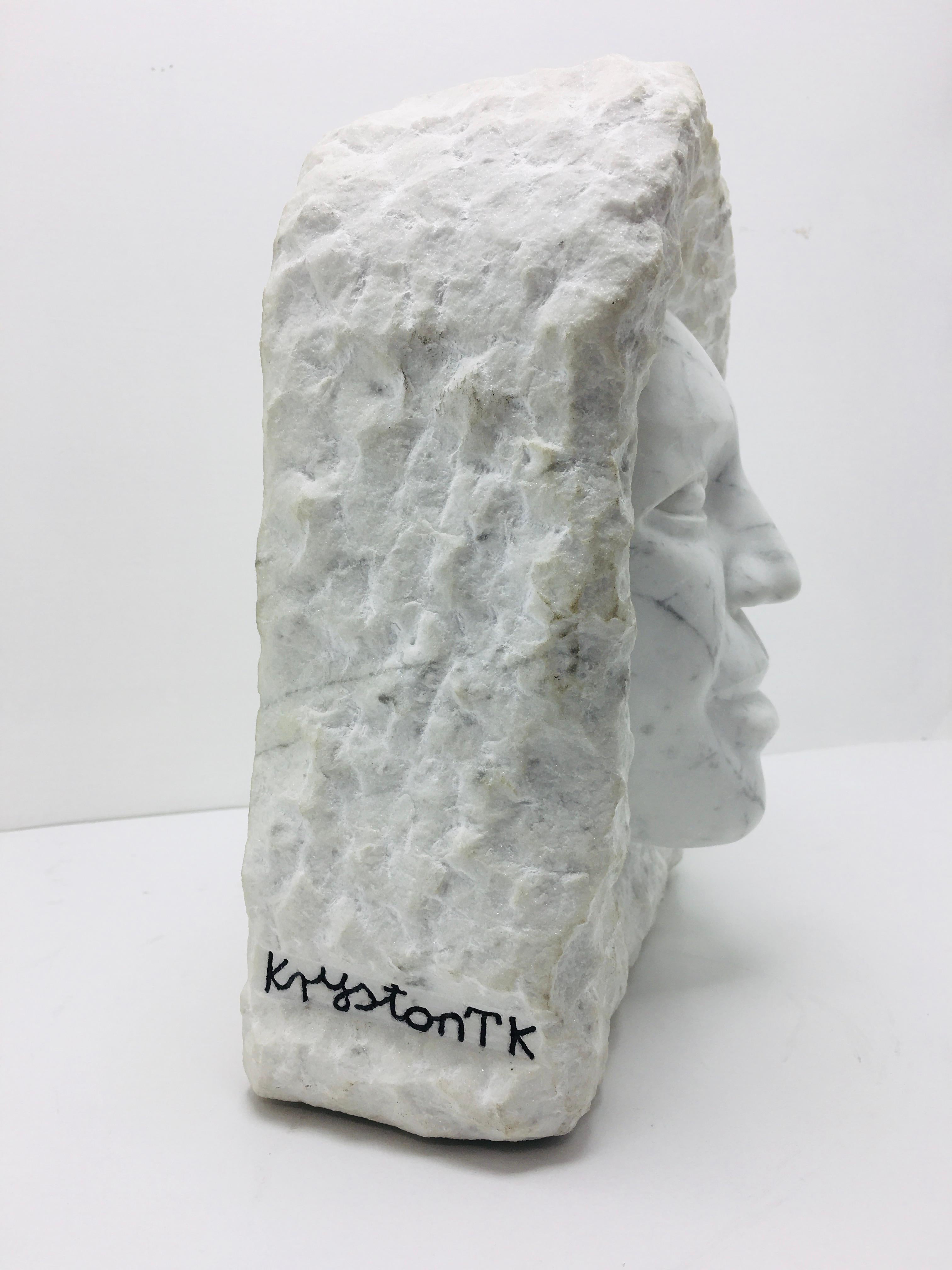 Modern High Relief Sculpture White Marble Female Face by Kryston TK ...