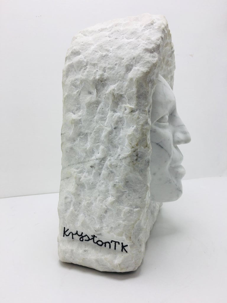 Modern White Marble Female Face by Kryston TK, 1990 For Sale at 1stDibs