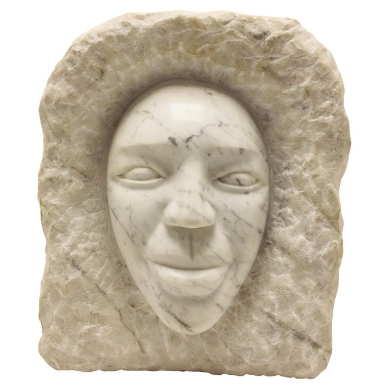Modern White Marble Female Face by Kryston TK, 1990 For Sale at 1stDibs