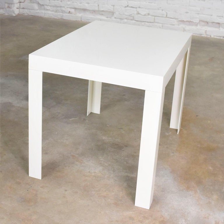 Modern White Molded Plastic Rectangular Parsons Style Side Table Style ...