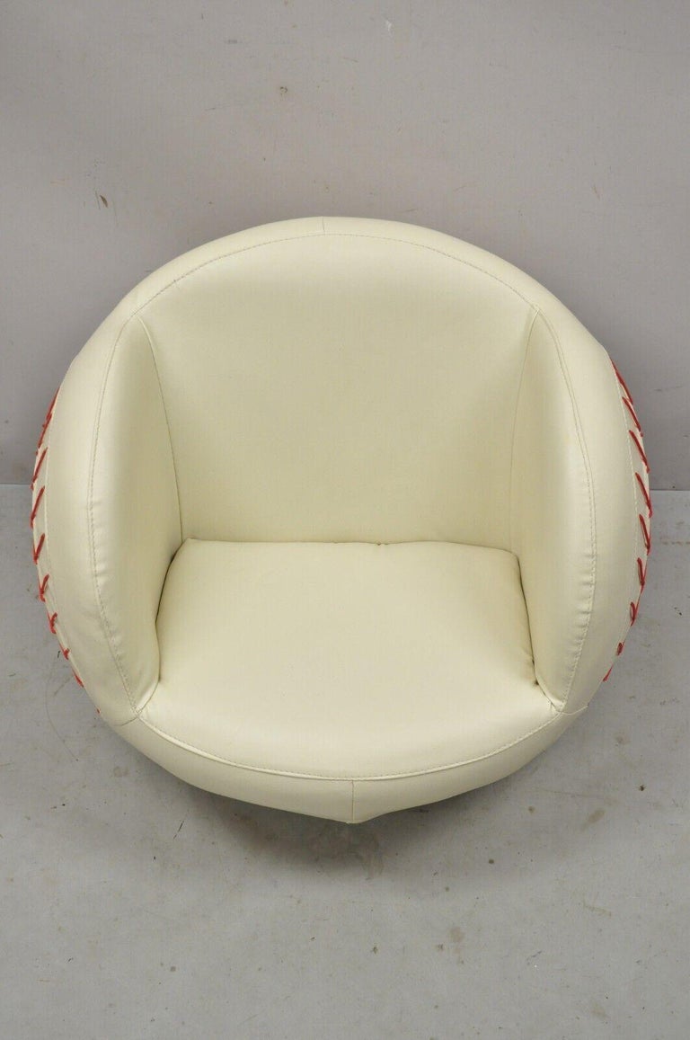 Modern White Vinyl Baseball Swivel Lounge Chair for Child's Room For ...