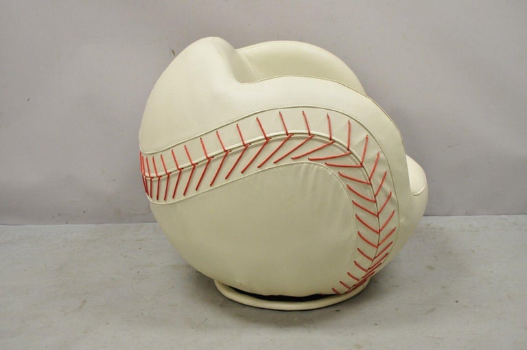 Modern White Vinyl Baseball Swivel Lounge Chair for Child's Room For ...