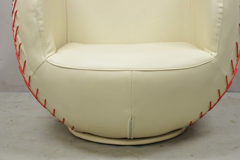 Modern White Vinyl Baseball Swivel Lounge Chair for Child's Room For ...