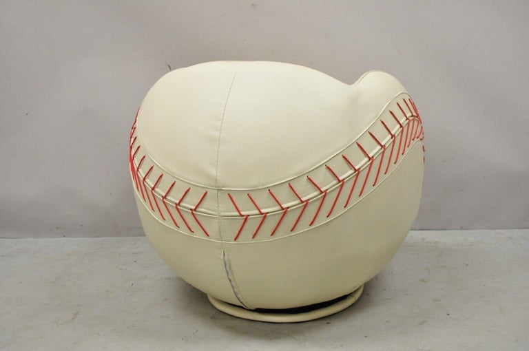 Modern White Vinyl Baseball Swivel Lounge Chair for Child's Room For ...