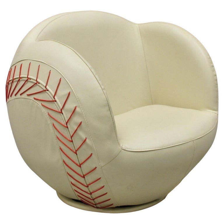 Modern White Vinyl Baseball Swivel Lounge Chair for Child's Room For ...
