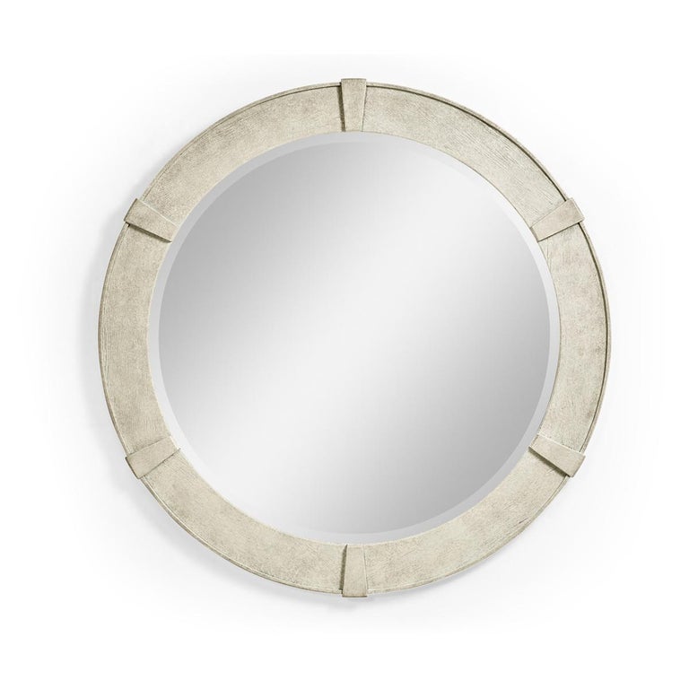 Modern Whitewash Round Mirror For Sale at 1stDibs