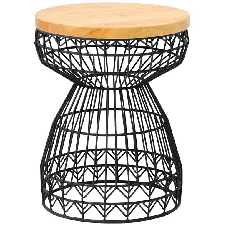 Modern Wire Stool with a Wood Seat, Sweet Stool in Black by Bend Goods ...