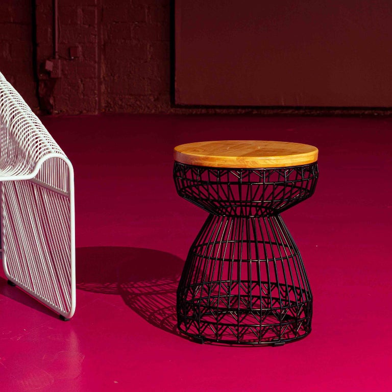 Modern Wire Stool with a Wood Seat, Sweet Stool in White by Bend Goods ...