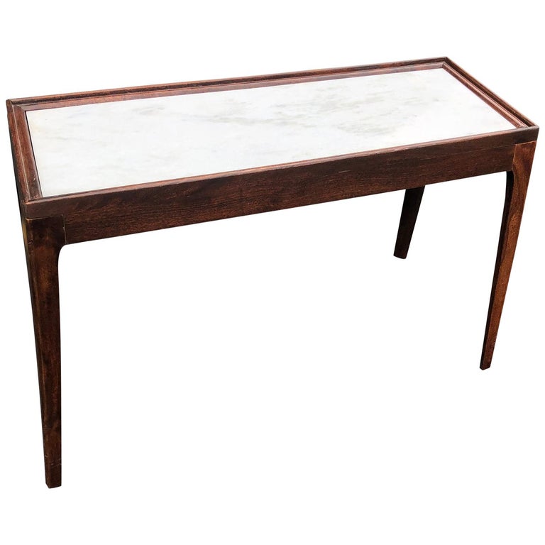 Modern Wooden Marble Top Console at 1stDibs