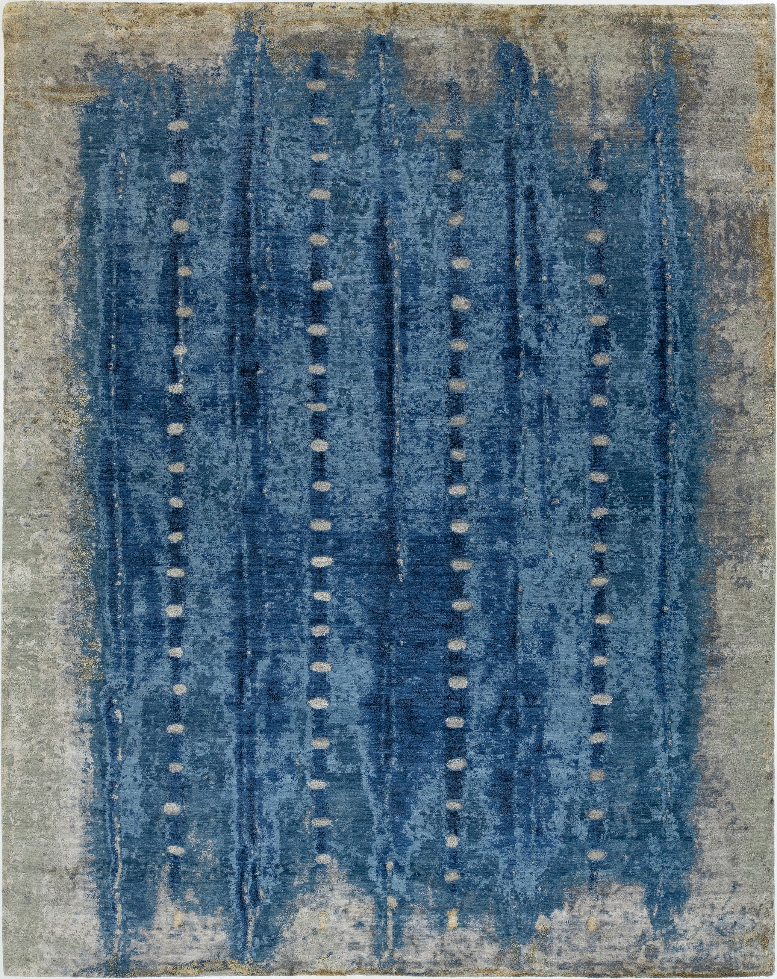 Modern Wool luxury Rug In Blue With Abstract Design For Sale at 1stDibs