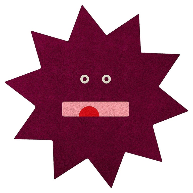 Modern Wool Star Shaped Hand-Tufted Burgundy and Viva Magenta Rug for ...